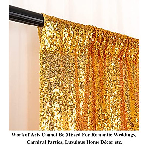Partisout Sequin Curtain Backdrop 8ftx10ft Sequin Backdrop Sequence Backdrop Party Glitter Backdrop Sparkle Backdrop Wedding Photo Backdrop and Shimmer Backdrop (8ftx10ft, Gold)