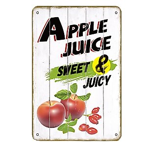 SACOINK Apple Juice Metal Tin Sign Vintage Wall Decoration Home Garden Kitchen Cafes Pubs Restaurants Cafes Pubs Art Sign