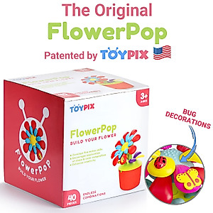 TOYPIX FlowerPop Flower Building Toy Set 40 Pc - Girl Toys Ages 3 4 5 6 | Flower Garden STEM Toys | Unique Gifts for Girls - Creative Toys for Girls | Flower Toy with Multiple Combinations