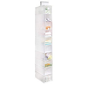 iDesign Fabric Hanging Closet Storage Organizer, Shelves for Shoes, Children's Clothing, Blankets, Toys, Accessories, 6" x 11.75" x 50", White