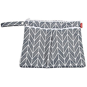 Damero 2pcs Travel Wet and Dry Bag with Handle for Cloth Diaper, Pumping Parts, Clothes, Swimsuit and More, Easy to Grab and Go (Small, Gray Arrows+ Black Arrows)