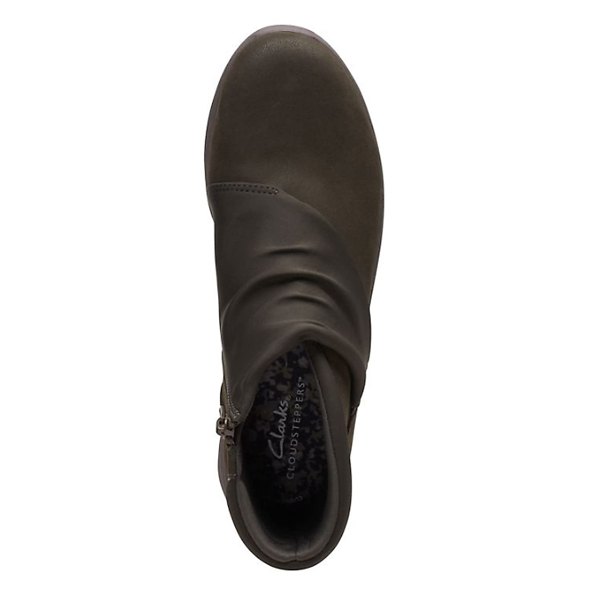 Clarks Women's Breeze Dusk Ankle Boot, Dark Olive Textile, 8