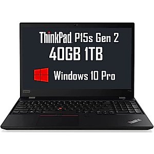 Lenovo ThinkPad P15s 15.6" FHD (Intel 4-Core i5-1145G7, 40GB RAM,1TB SSD, Quadro T500) Mobile Workstation Laptop, Backlit, Fingerprint, Thunderbolt 4, 3-yr Warranty, Windows 10 Pro / 11 Pro