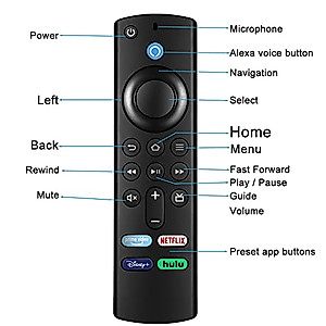 Replacement New Voice Remote (3rd GEN) Compatible Fire TV Stick (2nd Gen, 3rd Gen, Lite, 4K) Fire TV Cube (1st Gen and Later) and Fire TV (3rd Gen)