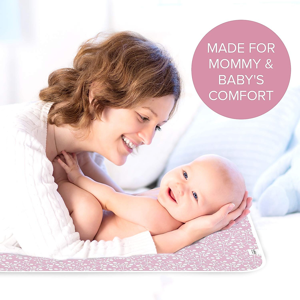 Kushies Deluxe Waterproof Changing Pad Liners - 20 x 30 inches Baby Changing Table Liners - Baby Changing Pads - Diaper Changing Flat Liner Pad Waterproof Portable (Pink Berries)