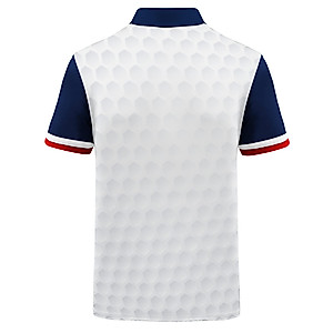 V VALANCH Red White and Blue Shirts for Men Collared Flag T Shirts Moisture Wicking Tennis Polo July 4Th Shirts