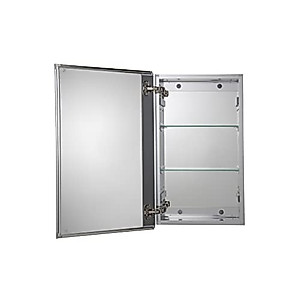 Croydex Mallard Single Door, Recessed or Surface Mount, Hang 'n' Lock Easy Installation Medicine Cabinet, 15W x 26H, Aluminum