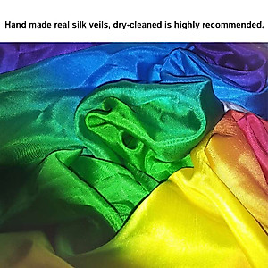 Nimiman Women 100% Real Silk Belly Dance Veils Dancing Hand Scarves Gradual Color Adult Size (Red)