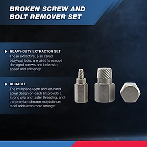 NEIKO 04204A Hex-Head Multispline Screw and Bolt Extractor Set, Easy-Out Screw Extraction, Broken Bolt Remover, Stripped Fastener Tool, 1/8 Inch to 7/8 Inch in 1/32-Inch Increments, CrMo, 25 Pieces