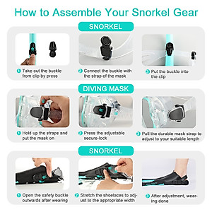Snorkeling Gear for Adults, Mask Fins Snorkel Set with Diving Mask and Dry Top Snorkel Gear for Snorkeling Swimming Diving