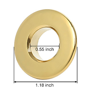 LQS Basin and Sink Trim Overflow Cover for Kitchen, Bathroom and Vanity Sink, Solid Brass Insert in Hole Round Caps, Colour Gold