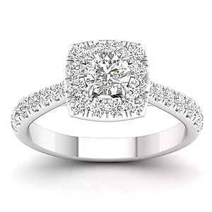 Aihpos Halo Engagement Rings for Women 1-1/3 Carat(ctw) Moissanite Rings 925 Sterling Silver 10K 14K 18K Gold Wedding Anniversary Rings for Her with Text Engraving (925 Sterling Silver)