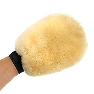 Lambswool Wash Mitt Single Side Lambs Wool Washing Mitt Gloves Car Cleaning Beige