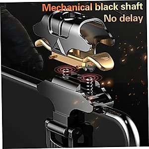 Tuimiyisou Mobile Game Trigger Phone Joystick Grip Trigger Pubg Joystick for Smartphone Black Gold 1Pair mobile game trigger-holder