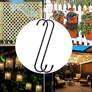 Lchkrep Plant Hooks 6 Pack 10 inch Black,Large Plant Hanger S Hook Garden Hooks for Plants, Hanging Baskets,Flower, Pergola,Garden,Patio,Kitchen,Indoor Outdoor Uses (Black-10inch)