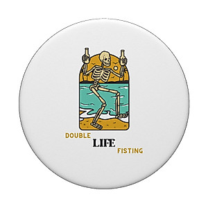 Funny Double Fisting Life with Skeleton Alcohol Summer Fun PopSockets Swappable PopGrip