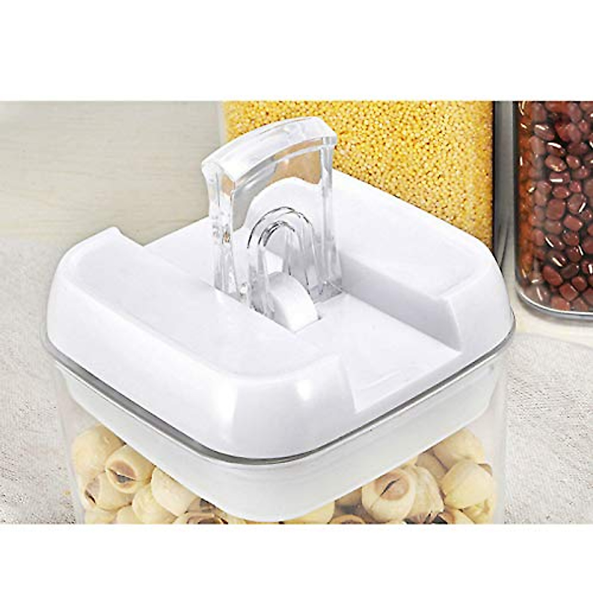 Modern-Depo Food Storage Container 7PCS Airtight Kitchen Plastic Canister with Lid for Flour, Cereal, Sugar, Pantry Organization, BPA Free, Labels and Marker Included, White