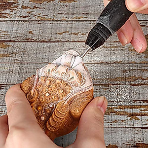 60 Grit 20Pcs 𝗗𝗶𝗮𝗺𝗼𝗻𝗱 𝗕𝘂𝗿𝗿 𝗦𝗲𝘁 - GOXAWEE Rotary Grinding Burrs Engraving Bits Set with 1/8-inch Shank, Diamond-Coated Stone Carving Accessories Bit Universal Fitment for Rotary Tools