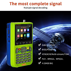 ICQUANZX V8 Satellite Finder Signal Meter Upgraded TV DVB-S2/S2X Receiver Sat Detector, HD 1080P Free to Air FTA 3.5" LCD Built-in 5000mAh Battery for Adjusting Sat Dish