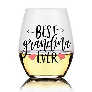 Perfectinsoy Grandma Gifts, Best Grandma Ever Funny Wine Glass, Grandma Gifts from Granddaughter, Birthday Gifts for Grandma, Mom, Grandma Wine Glass