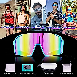 Semjar Sport Sunglasses Men Women,Polarized Cycling Softball Sun Glasses for Boys Girls,Pink Shield Visor Sunglasses for Bicycle Running Volleyball MTB Fishing