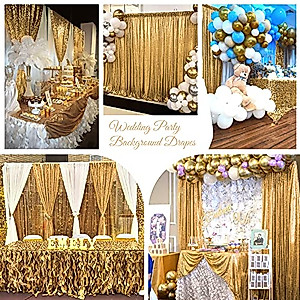 Sequin Backdrop Curtain 4 Panels 2ft x 8ft Wedding Ceremony Background Backdrop Glitter Shimmer Fabric Backdrop Drapes for Photography Props Wedding Arch Bridal Shower Home Decoration (Gold)