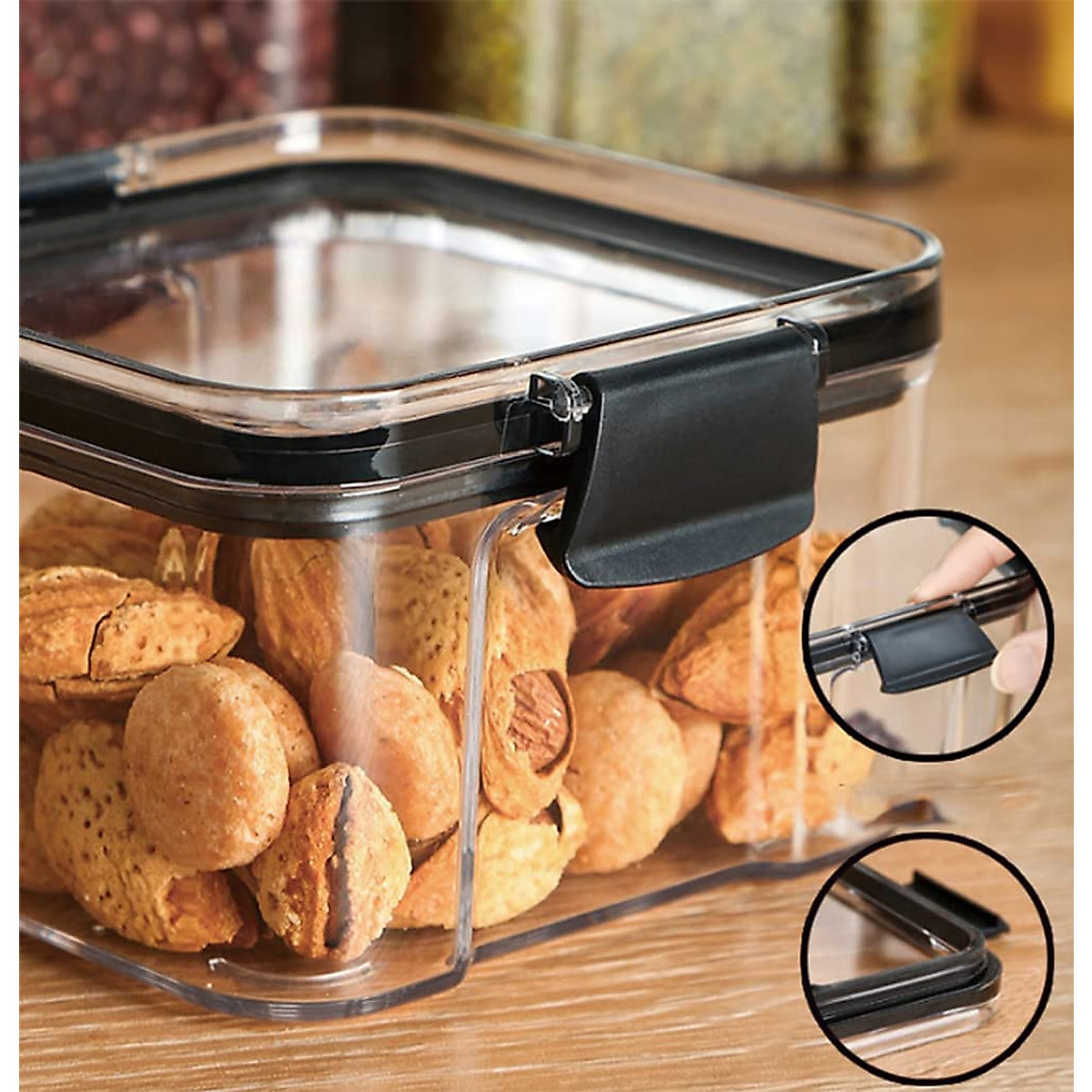 AKOAK 1 Pack Airtight Food Storage Container - (460ml) Square Clear Storage Box - Spices, Sweets, Nuts, Coffee and Tea, Spillproof to Keep Food Fresh and Dry