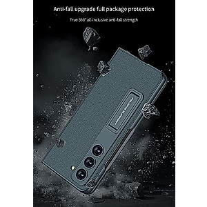 SHIEID Galaxy Z Fold 5 Case with S Pen Holder - Z Fold 5 Leather Case, Ultra -Thin Business Style Phone Case Compatible with Samsung Galaxy Z Fold 5 Case, Cloud Black