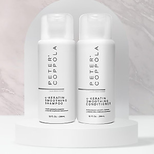 Peter Coppola a-Keratin Smoothing Shampoo & Conditioner Set - Smooths Thick Coarse Hair - Infused With Argan Oil, Avocado Oil And Hydrolyzed Keratin Transforms Frizz Into Shiny & Healthy Hair (10 oz)