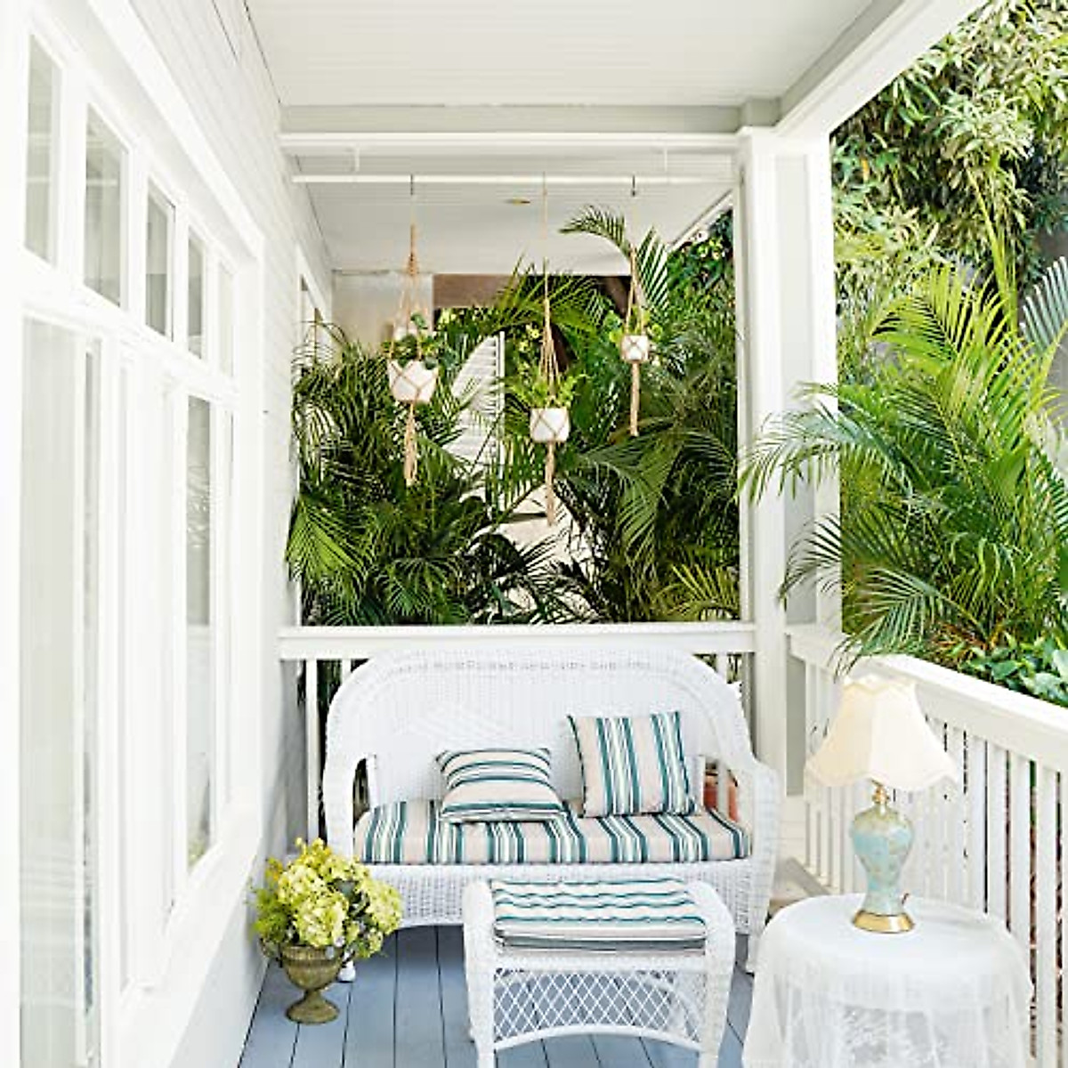 Mkono Macrame Plant Hangers, 3 Different Sizes Indoor Hanging Planters Basket Decorative Flower Pots Holder Stand Boho Home Decor, Brown