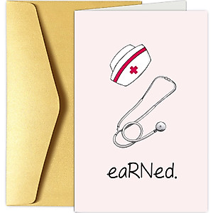 Chenive Funny Nurse Graduation Card, Nursing Graduate Greeting Card, Congratulation Card for New Registered Nurse, BSN RN Card, eaRNed