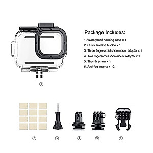 SOONSUN Waterproof Case for GoPro Hero 11 Black/Hero 10 Black/Hero 9 Black, 60M Underwater Protective Dive Housing Case with Cold Shoe Mount Adapter for GoPro Hero 11 10 9 Black Action Camera