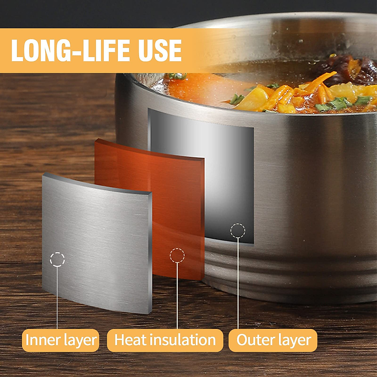 Aynaxcol Stainless Steel Rice Bowl with Lid, Set of 2, for Korean Kitchen Restaurant, Double-walled Metal Bowls, Multi-Purpose Insulated Soup Bowls Snacks Bowls (11.5cm Silver)