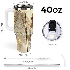 Goddess Athena Insulated Tumblers with Handle Stainless Steel Coffee Mug Funny Travel Cup with Lid Straw 40oz