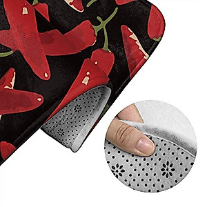 SWEET TANG Funny Bath Mats Rug Set 2 Piece for Bathroom Toilet Bathtub Decor, Non-Slip & Fast Dry Bath Floor Mat, Ultra Absorbent Memory Foam U-Shaped Contour Rugs Red Chili