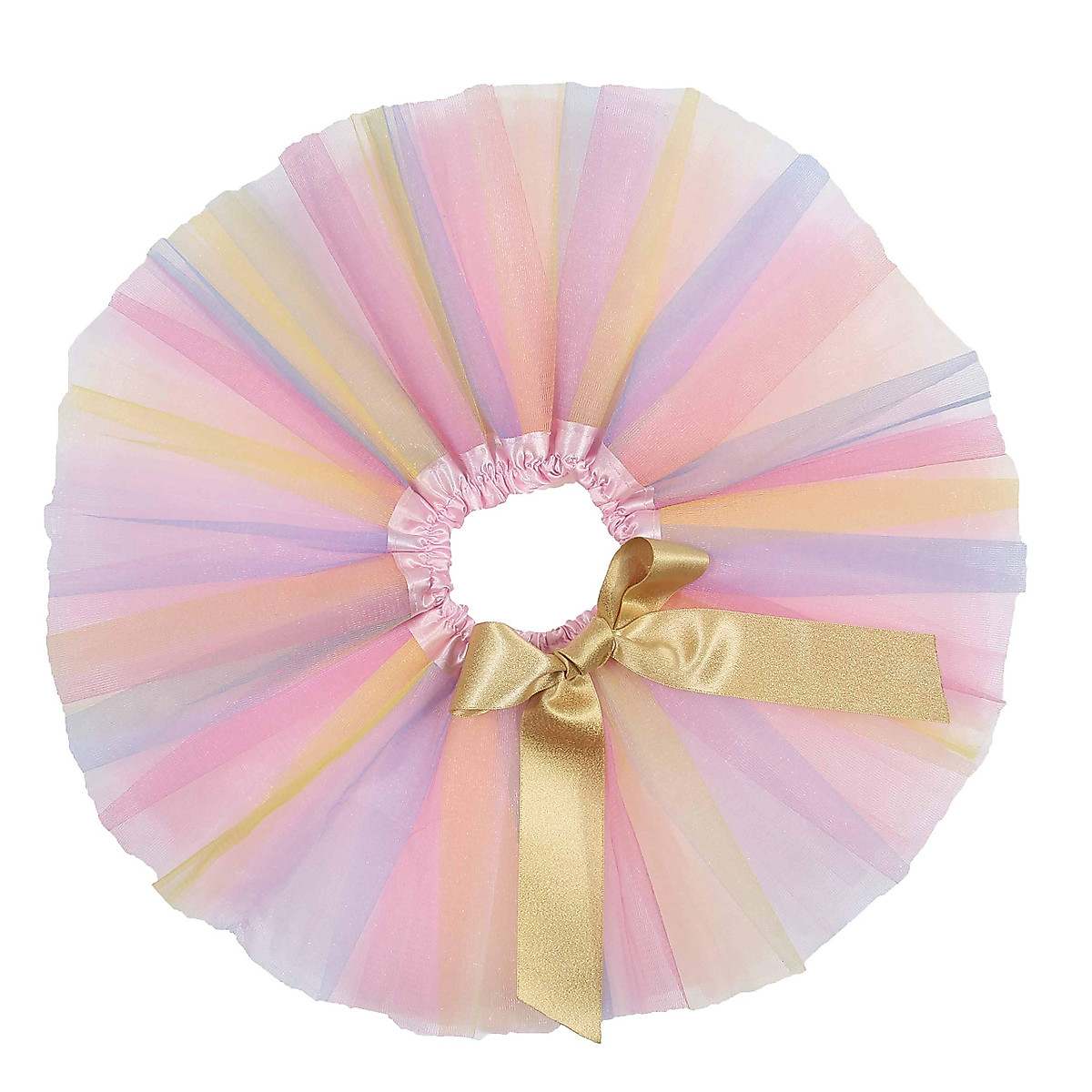 Nishine Toddler Baby Girls Layered Tutu Skirt Dress with Glitter Unicorn Horn Headband Outfit for Birthday Party (Rainbow)