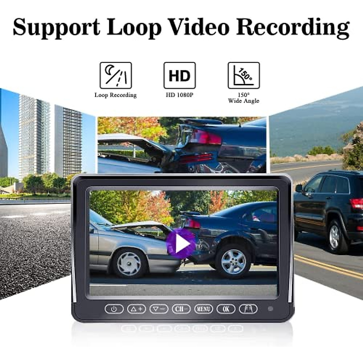 RV Backup Camera Wireless HD 1080P 2 Infrared Night Vision Bluetooth Rear View Cam 7‘’DVR Touch Key Monitor Kit Adapter for Furrion Pre-Wired RV Trailer Truck Camper Van Crane 4 Channels Xinshuoxun K7