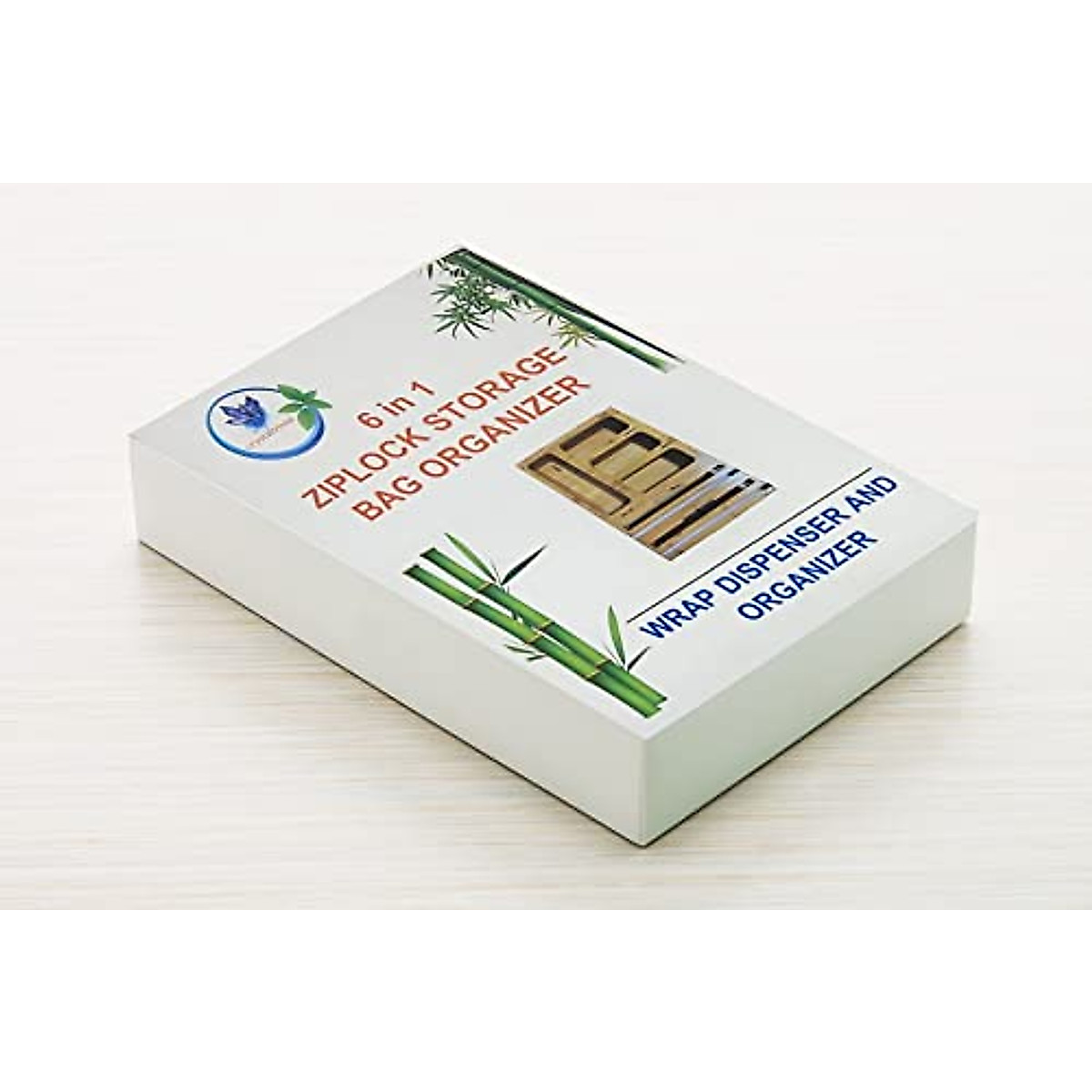 Plastic Wrap Dispenser with Cutter and Ziplock Bag organizer,6 IN 1 Bamboo Foil and Plastic Wrap Organizer for Kitchen Drawer & Wall Mount,Ziplock Bag Storage Organizer for Gallon,Quart,Sandwich,Snack