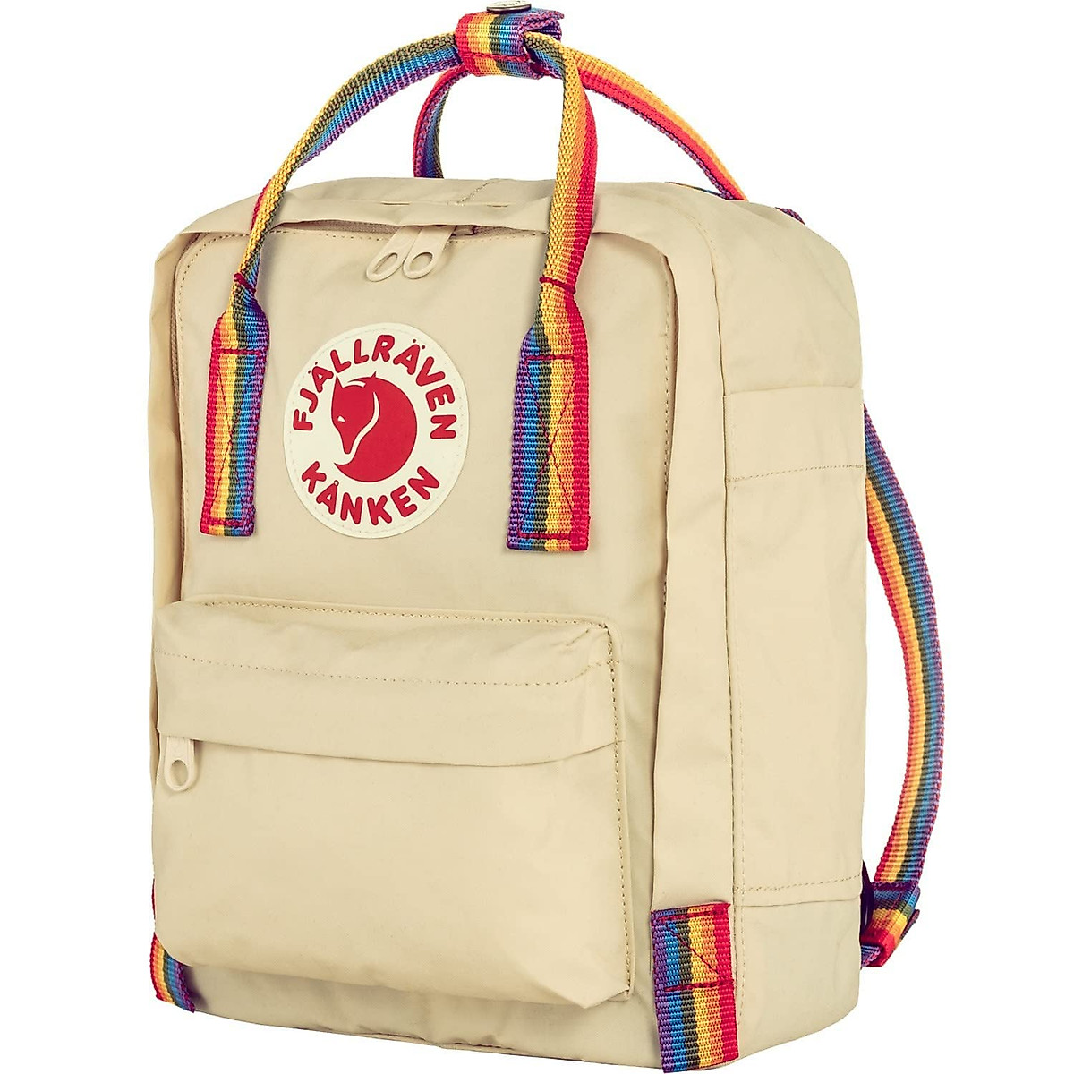 Fjällräven Kånken Rainbow Mini Backpack for Men, and Women - Durable Fabric with Adjustable Shoulder Straps, and Lightweight Backpack Light Oak/Rainbow Pattern One Size One Size
