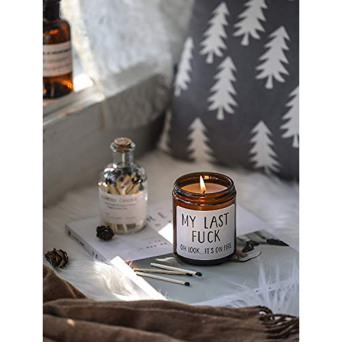 Funny Gifts for Women and Men, My Last -UCK- Scented Soy Candle, Funny Birthday Gag Gifts for Friends, BFF, Coworkers, Her, Him (Dark Brown)