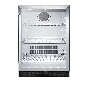 Summit SCR2464 24" Built-In Undercounter Glass Door Beverage Center with Lock, Glass/Black