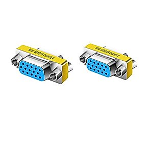 LNHCAW vga to vga 15 vga Connector、Null Modem Adapter Male to Male、Male to Female、vga Female to Female Adapter Extender Dual vga Adapter for 2 Monitors (2, Female to Female)