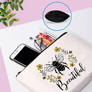 GJTIM Bee Gift Bee Lover Gift for Women Beeutiful Cosmetic Bags Makeup Bags (Beeutiful bag)