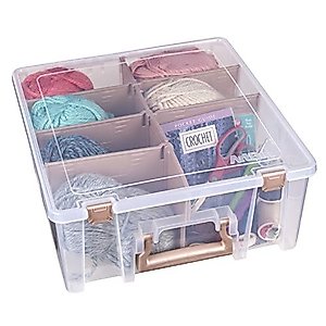 ArtBin Super Satchel Compartment Box - Stackable Durable Art Storage with 8 Removable Compartments, Smart Closure, and Portable Design for Craft Supplies, Threads, Ribbons, Paint Tubes