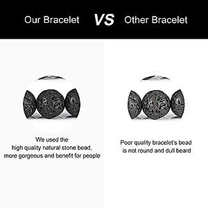 Gifts for Male Coworkers Mens,Womens Bracelet, Natural Black Lava Rock Stone Mens Anxiety Bracelets, Adjustable Aromatherapy Essential Oil Diffuser Healing Bracelet