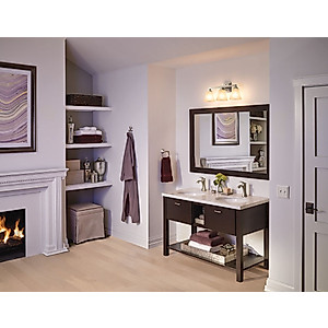 Moen Voss Brushed Nickel 3-Light Dual-Mount Bathroom Vanity Fixture with Frosted Glass, Bath Lighting Above Sink, YB5163BN