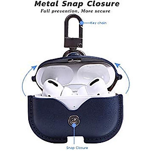 for AirPods Pro 3 Case (2019, Personalized Leather Portable Protective Case/Cover Shockproof with Loss Prevention Clip for Apple AirPods Por Cover Keychain Kits (Black)