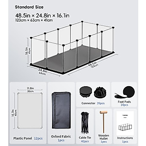 FunHola Small Animal Playpen, Guinea Pig Cages with Waterproof Mat, 12 Panels Pet Playpen for Hamsters, Hedgehog, Indoor Outdoor Plastic Fence, 48.5 x 24.8 x 16.1 inches