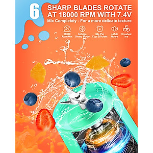 Portable Blender for Shakes and Smoothies, 17 Oz Personal Size Blenders 6 Blades Portable Blender, 4000mAh USB Rechargeable Personal Blender with BPA Free, Mini Blender for Sports/Travel/Home/Gym