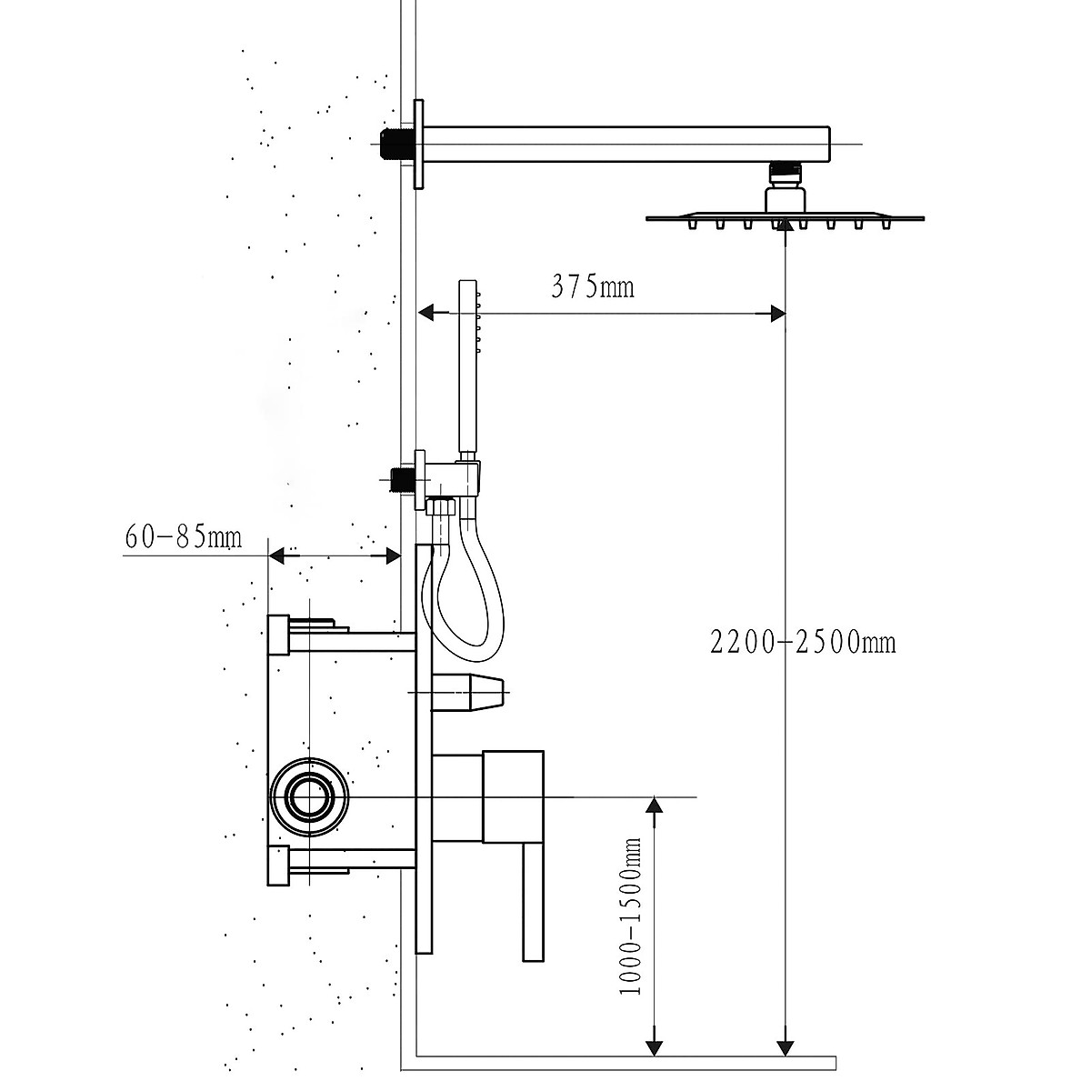 Fransiton 8 Inches Matte Black Shower System Rain Shower System Set Wall Mounted, Rainfall Shower Head with Handheld, Bathroom Shower Kit (Valve Included)